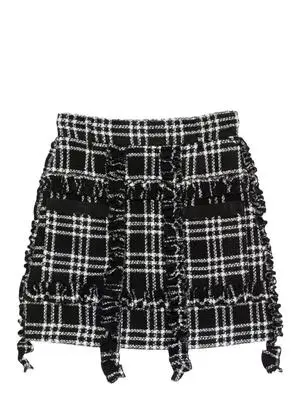 ALESSANDRO ENRIQUEZ Alessandro Enriquez Checked Bouclé Ruffled Mini Skirt
