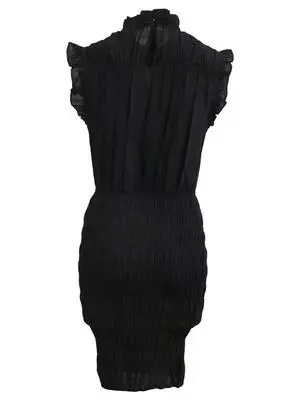 Maje Mock Neck Shirred Dress - Black