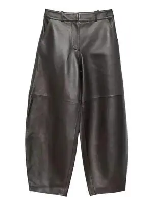Co Wide-leg Leather Trousers - Brown