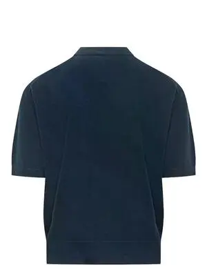 LANEUS Knitted Short-sleeve T-shirt - Blue