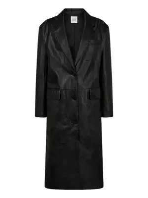 STUDIO TOMBOY Single-breasted Faux-leather Coat - Black
