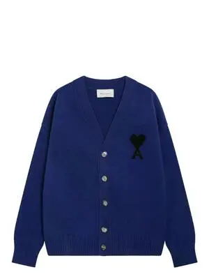 AMI Paris De Coeur V-neck Cardigan - Blue