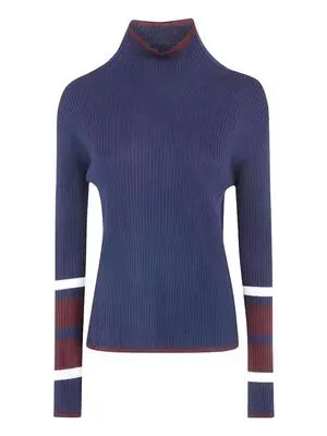 Mantū Ribbed Fine-knit Striped-sleeve Top - Blue