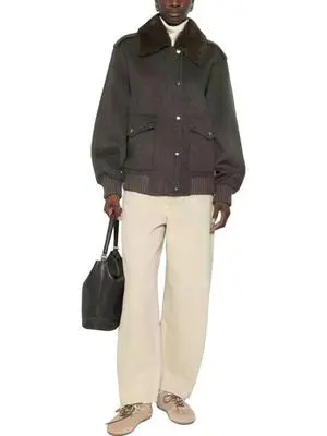 P.a.r.o.s.h Wool Zip-up Jacket With Faux-fur Collar - Brown