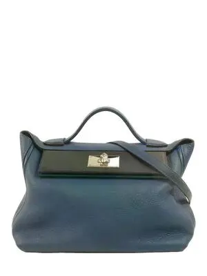 Hermès 24/24 Leather Tote Bag Blue