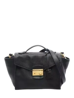 Prada Vitello Daino Soundlock Satchel - Black