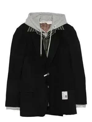 Mihara Yasuhiro Layered Design Hoodie Detail Jacket - Black