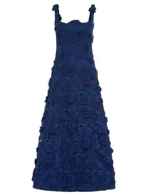 LEO LIN Leo Lin Odette Lace Midi Dress Navy