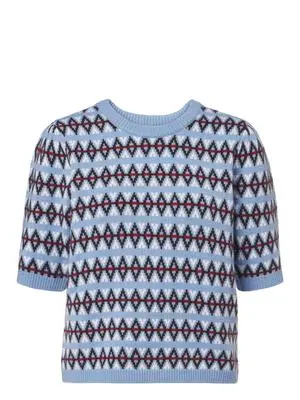 FRAME Jacquard Wool And Cashmere Sweater - Blue