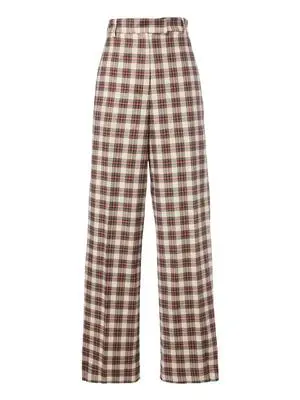 Dries Van Noten Plaid Cotton Flannel Wide-leg Pants - Multicoloured