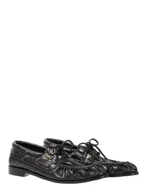 Saint Laurent Le Loafer Leather Boat Shoes - Black