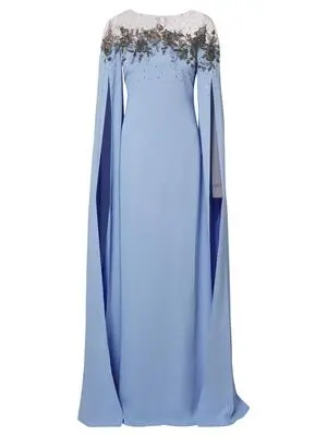 Carolina Herrera Embellished Crêpe Gown - Blue
