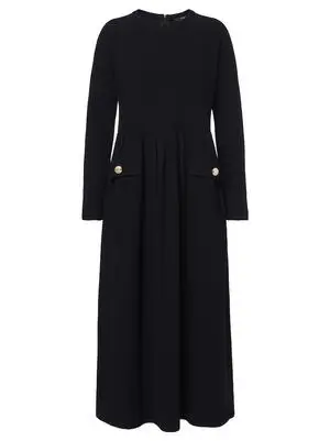 Max Mara Wool And Cotton-blend Midi Dress - Blue