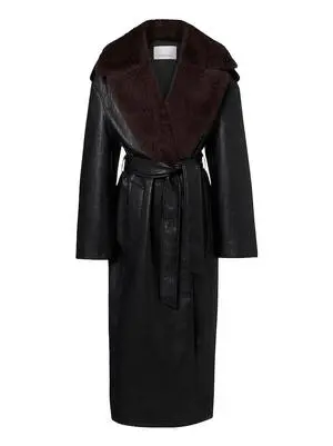 THE FRANKIE SHOP Edra Shearling-Trimmed Wrap Coat