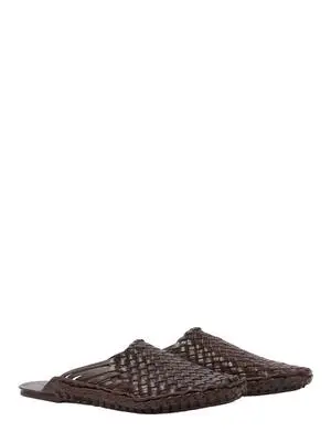 THE ROW Woven Leather Slip-on Shoes - Brown