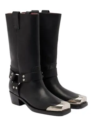 Paris Texas Roxy Embellished Leather Biker Boots - Black