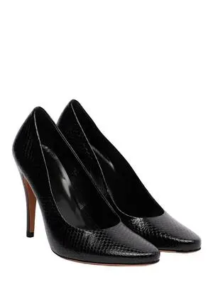 JUDE Jerry Snake-effect Leather Pumps - Black