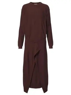LEMAIRE Deconstructed Wool-blend Midi Dress - Brown
