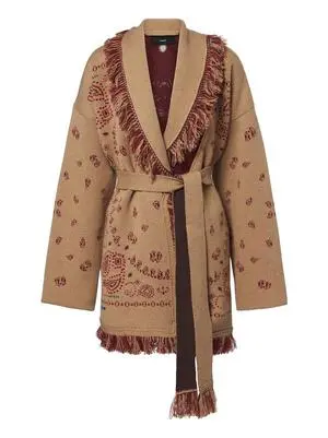 Alanui Bandana Jacquard Cashmere Cardigan - Brown