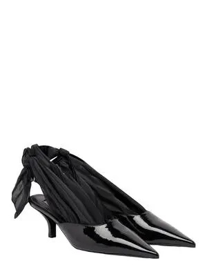 TOTEME Scarf Patent Leather Slingback Pumps - Black