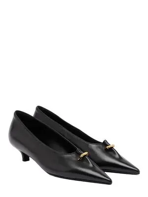 TOTEME Pierced Embellished Leather Pumps - Black
