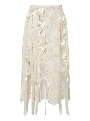 Simone Rocha Bow-detail Lace Midi Skirt - White