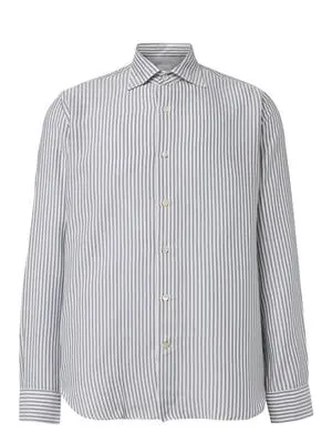 Eleventy Striped Twill Shirt - Blue