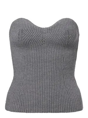 JIL SANDER Wool-blend Bustier Top - Grey