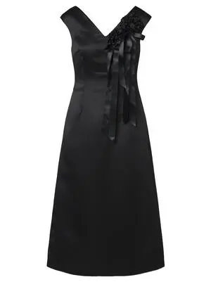 SIMONE ROCHA Simone Rocha Floral-Appliqué Satin Midi Dress