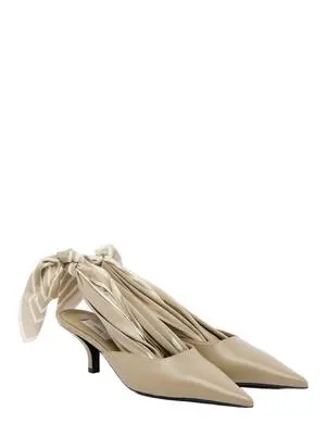 TOTEME Scarf Leather Slingback Pumps - Beige