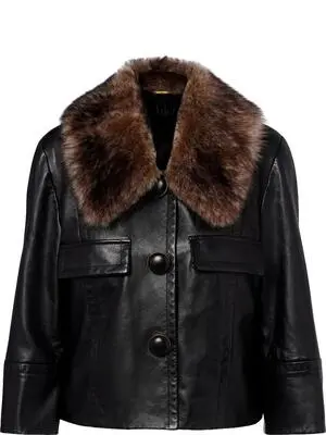 Chloé Shearling-trimmed Leather Jacket - Black