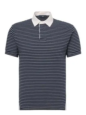 Dunhill Striped Cotton Piqué Polo Shirt - Blue