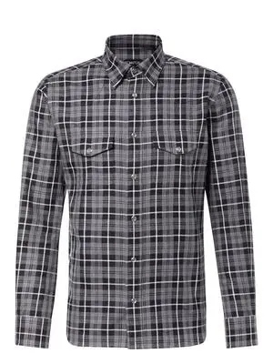 TOM FORD Checked Cotton Twill Western Shirt - Grey