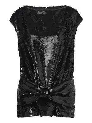 Simone Rocha Bow-detail Sequined Peplum Top - Black