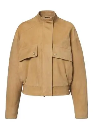 Eleventy Suede Bomber Jacket - Beige
