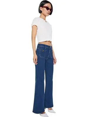 MOTHER The Lil Patch Pocket Doozy Sneak Retrograde Rodeo Jeans - Blue