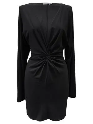 IMAATU Eclipse Knot Front V-neck Sculpting Viscose Mini Dress - Black
