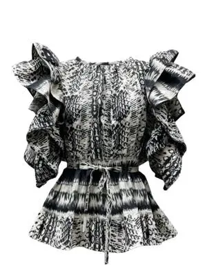 IMAATU Butterfly Blouse - Blue/black/white