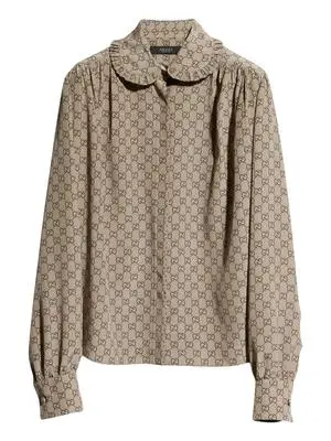 Gucci Silk Crêpe De Chine Printed Shirt - Beige