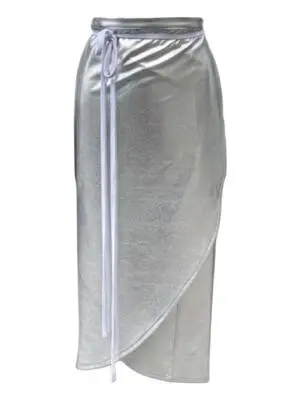 IMAATU Metallic Wrap Midi Skirt - Silver