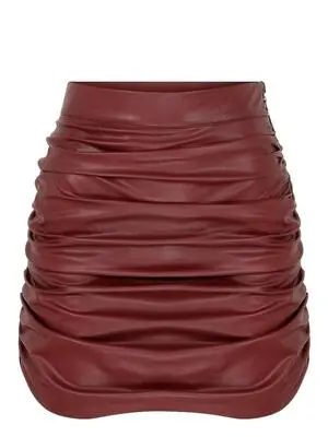 NAZLI CEREN Chels Vegan Leather Mini Skirt - Red