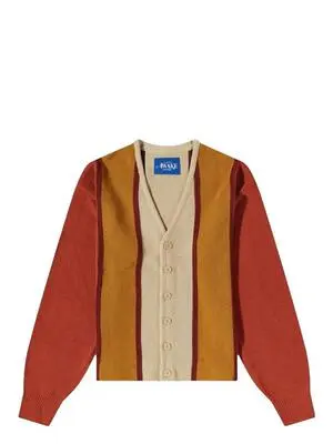 AWAKE Wool Striped Cardigan - Rust