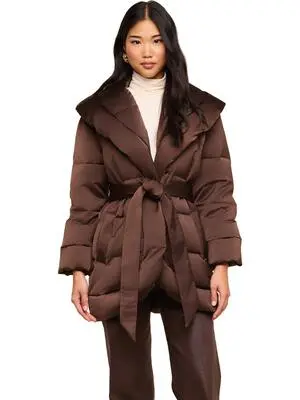 L'Agence Glacier Shawl Puffer Jacket - Dark Java