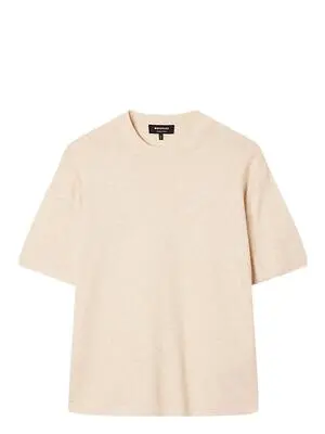 Whistles Short-Sleeved Knitted Cotton-Blend T-Shirt Brown