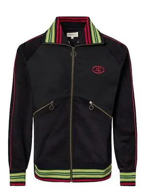 NICHOLAS DALEY Warm-up Stripe-trim Cotton Jacket - Black