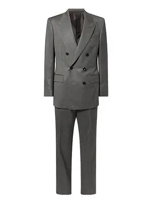 TOM FORD Double-breasted Peak-lapel Wool Suit - Grey