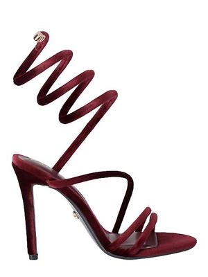 Carvela Spiral 105 Velvet Heeled Sandals - Red/dark