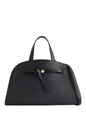Tory Burch Romy Bauletto Leather Handbag - Black