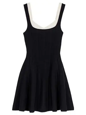 Maje Sleeveless Openwork-trim Knitted Mini Dress - Black