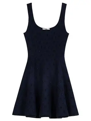 Maje Sequin-embellished Jacquard Woven Mini Dress - Navy